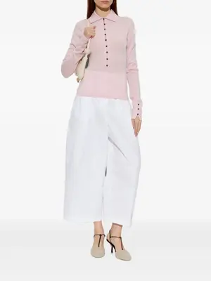 Jacquemus Merino Long Sleeve Polo - Light Pink