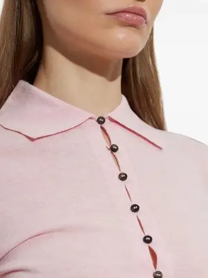 Jacquemus Merino Long Sleeve Polo - Light Pink