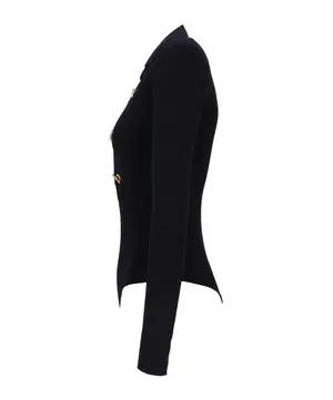 Elisabetta Franchi Ribbed Knit Bodysuit With Gold-tone Chain Detail - Black