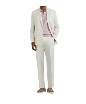Canali Single-pleat Chino Trousers In A Linen-silk Blend