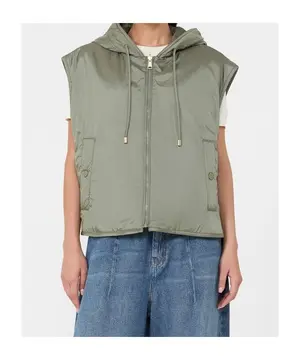 Max Mara Reversible Water-repellent Canvas Padded Gilet Kaki