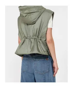 Max Mara Reversible Water-repellent Canvas Padded Gilet Kaki