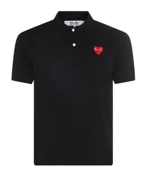 Play Comme Des Garcon Heart-shaped Decal Polo Shirt - Black