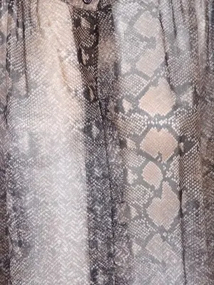 Loulou De Saison Snake Print Ruffled High Neck Shirt