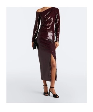 Roland Mouret Sequin Midi Skirt With Front Slit