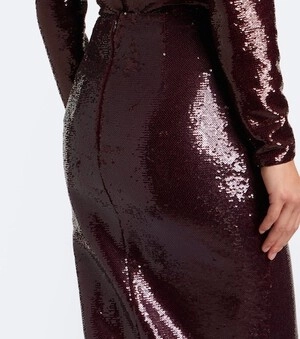 Roland Mouret Sequin Midi Skirt With Front Slit