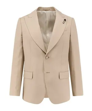 LARDINI Single-breasted Peak-lapel Blazer - Beige