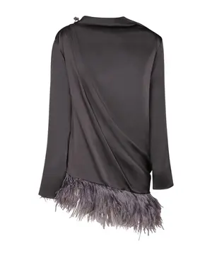 Fabiana Filippi Ostrich Feather Embellished Asymmetrical Top