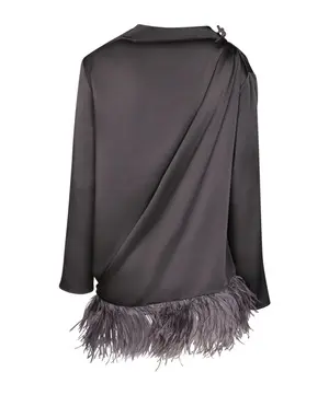 Fabiana Filippi Ostrich Feather Embellished Asymmetrical Top