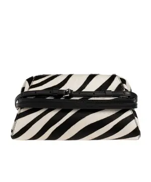 Moschino Zebra-print Leather Clutch Bag - Black