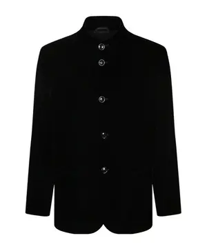 Giorgio Armani Mandarin-collar Velvet Blazer - Blue