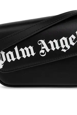 Palm Angels Flap Shoulder Bag With Logo Detail - Black
