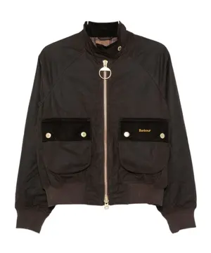Barbour Corduroy-trim Pocket Detail Zip-up Jacket - Brown