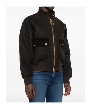 Barbour Corduroy-trim Pocket Detail Zip-up Jacket - Brown