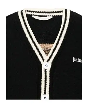 Palm Angels Embroidered Bear Motif Cardigan