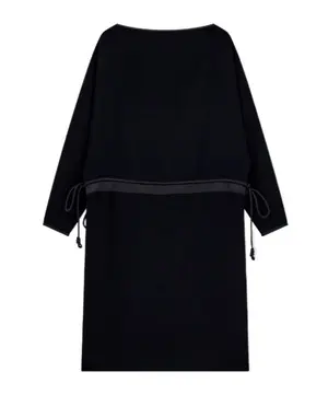 Emporio Armani Midi Dress In Techno Cady With Drawstring Waist - Black