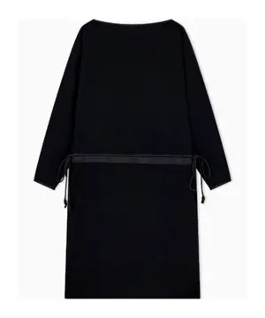 Emporio Armani Midi Dress In Techno Cady With Drawstring Waist
