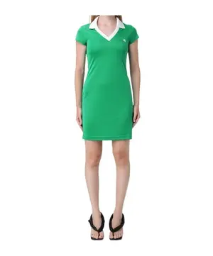 COURREGES Courrèges Contrast Collar Polo Dress - Green
