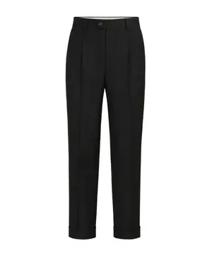 Brunello Cucinelli Super 150s Virgin Wool Four Season Batavia Trousers With Pleat - Black