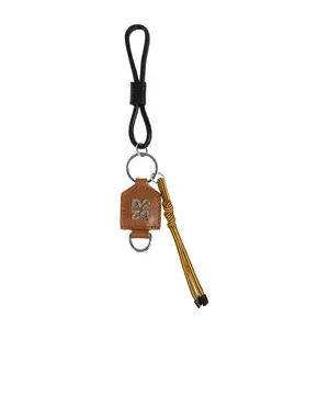 Dsquared2 Leather Geometric Logo Keychain - Brown