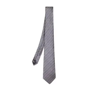Giorgio Armani Geometric-pattern Tie - Grey