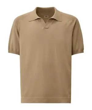 C.P. COMPANY Open Collar Knitted Polo Shirt - Dove-grey