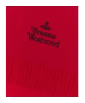 VIVIENNE WESTWOOD Logo Embroidered Fringed Scarf
