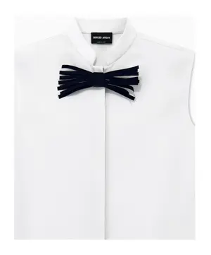 Giorgio Armani Sleeveless Mandarin Collar Shirt With Bow Detail