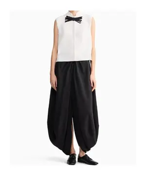 Giorgio Armani Sleeveless Mandarin Collar Shirt With Bow Detail