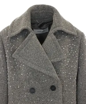 GOLDEN GOOSE Double Breasted Embellished Short Coat - Grey
