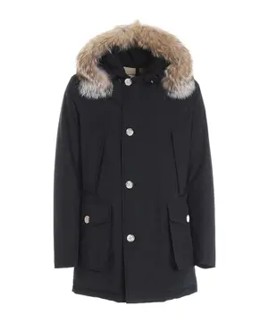 Woolrich Hooded Down Coat With Fur Trim