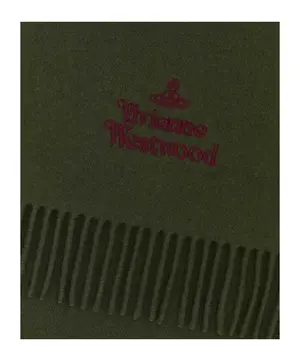 VIVIENNE WESTWOOD Logo Embroidered Fringed Scarf