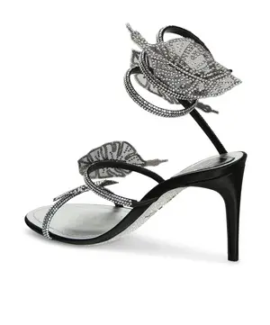 Rene Caovilla Round-toe High-heeled Sandals With Leaf Pattern And Ankle Strap - Gray
