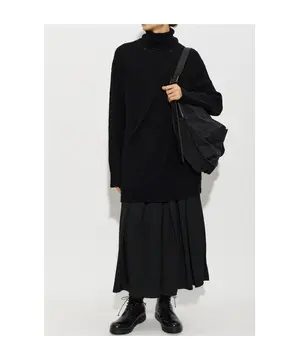 Yohji Yamamoto High Neck Ribbed Long Sleeve Sweater