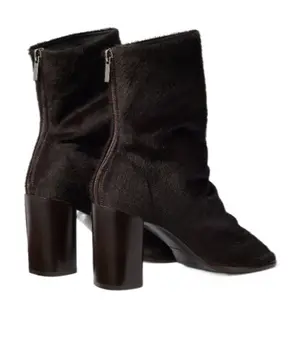 LEMAIRE 80mm Glove Heeled Ankle Boots In Pony-style Leather
