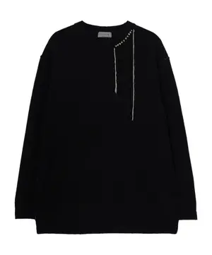 Yohji Yamamoto Single Jersey Embroidered Round Neck Pullover