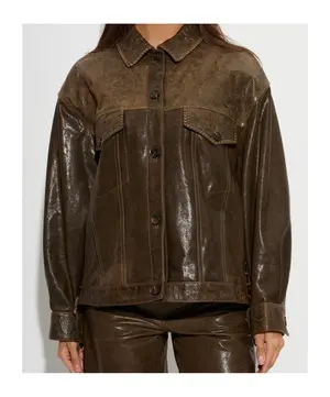GOLDEN GOOSE Pattern Embossed Leather Jacket