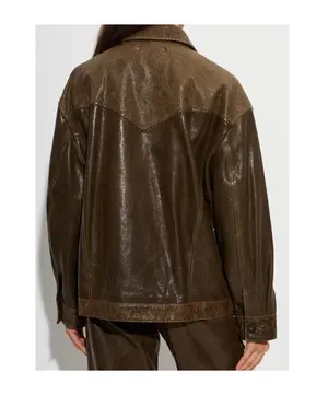 GOLDEN GOOSE Pattern Embossed Leather Jacket