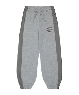 DIESEL® Logo-print Denim-panel Track Pants - Grey
