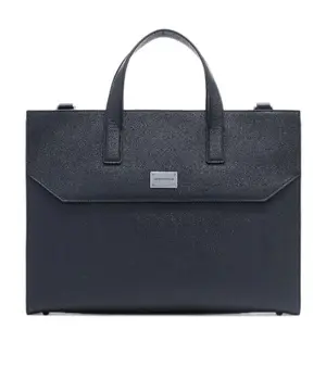 Emporio Armani Business Bag In Tumbled Leather - Black