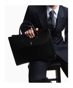 Emporio Armani Business Bag In Tumbled Leather