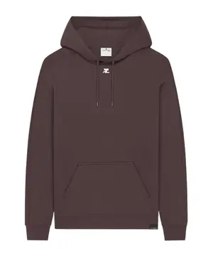 COURREGES Logo-patch Cotton Hoodie - Burnt Red