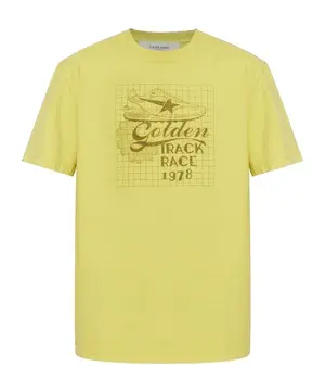 GOLDEN GOOSE Journey Garment-dyed T-shirt Regular Gauze Cotton Jersey With Print - Green