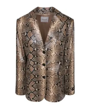 ERMANNO FIRENZE Snake-print Single-breasted Blazer - Black