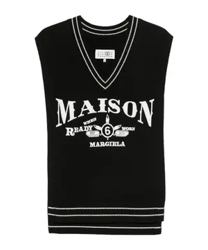 MAISON MARGIELA Logo-embroidered Gilet - Black