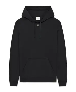 COURREGES Logo-patch Cotton Hoodie - Black