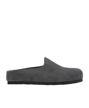 BIRKENSTOCK Amsterdam Suede Slides - Charcoal