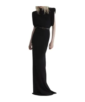 MUGLER Draped Sleeveless Gown - Black