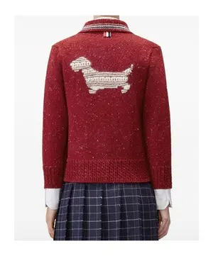 Thom Browne Hector Pointelle-knit Cardigan - Red