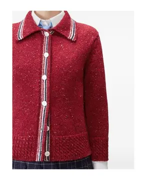Thom Browne Hector Pointelle-knit Cardigan - Red